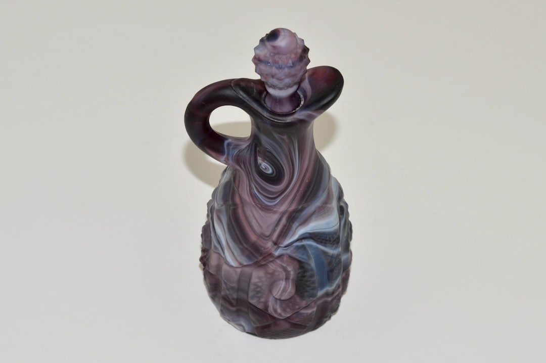Imperial Glass Cruet, Purple Slag Glass, Handled Cruet, Amethyst Glass ...