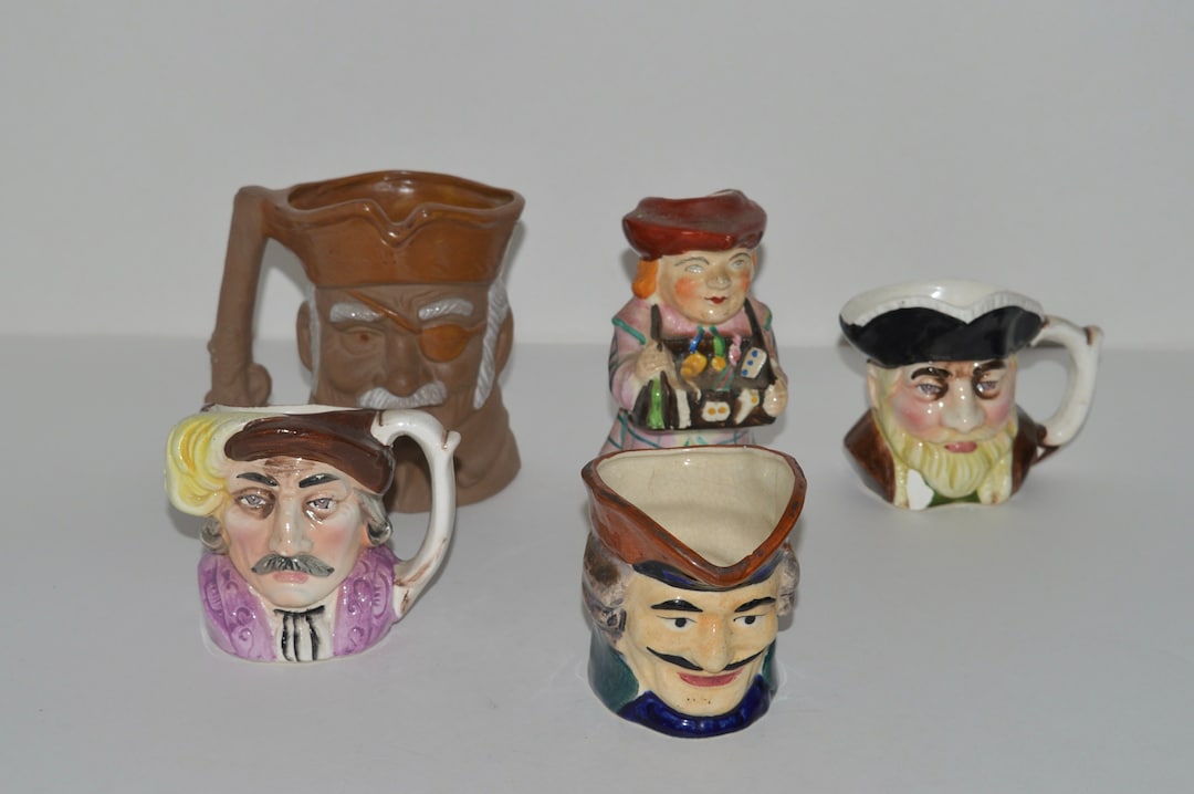 Japan Toby Mugs, Toby Face Jugs, Hand Painted Face Mugs, Ceramic Toby ...