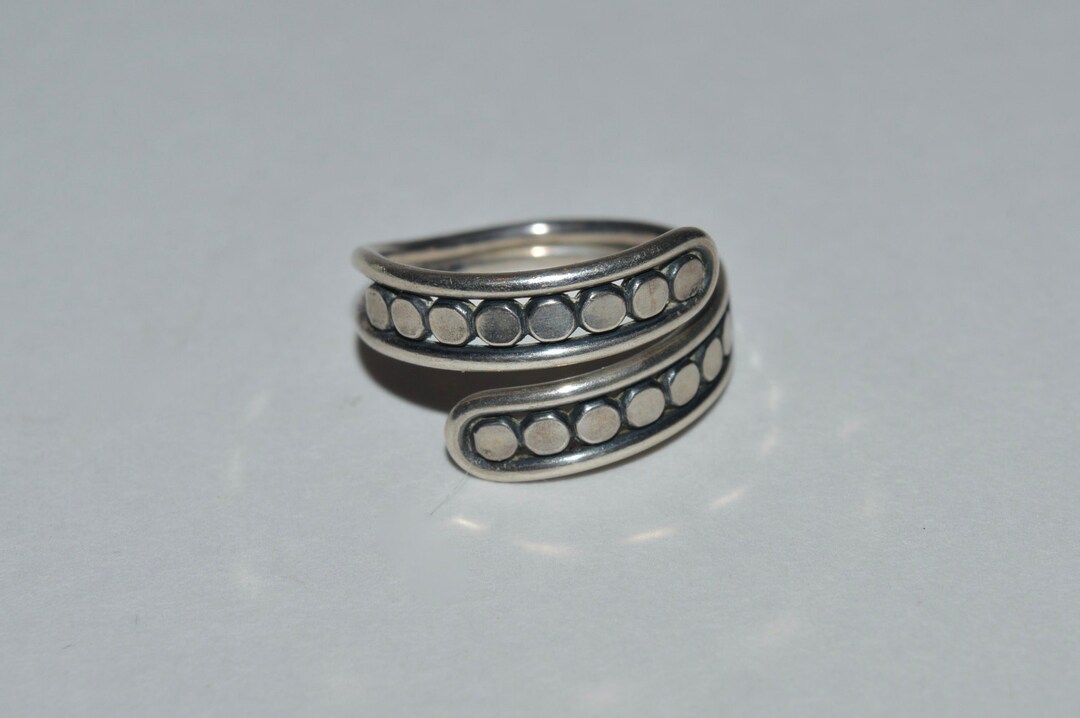 Vintage Sterling Modernist Ring, Mid Century Modern Sz 7.75 Wraparound ...