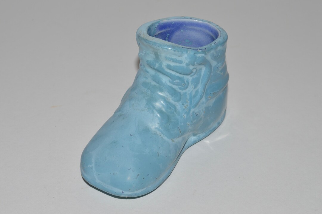 Ceramic Baby Boot Planter, Pottery Baby Bootie, Light Blue Pottery ...