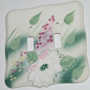 Vintage Porcelain Light Switch Plate and Outlet Cover, Green Pink ...