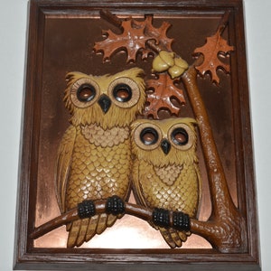 Coppercraft Guild Owl Wall Hanging, Owls on Branch, Retro Owl Decor ...
