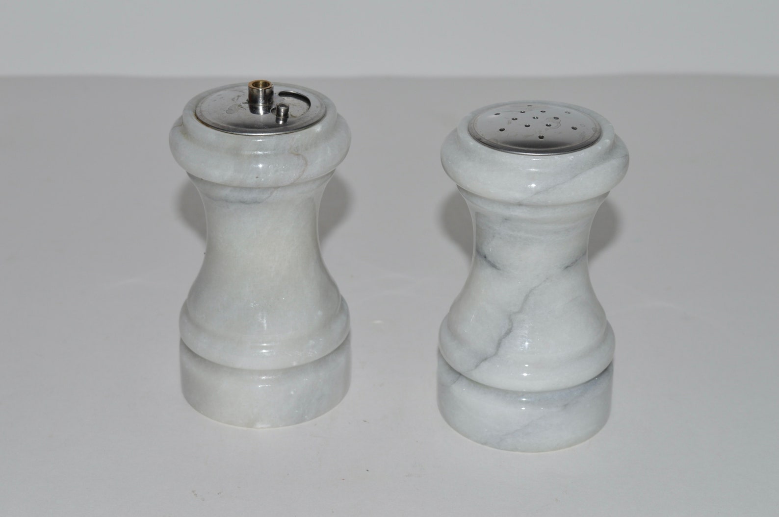 Marble Salt and Pepper Stone Salt Shaker Set Vintage White - Etsy