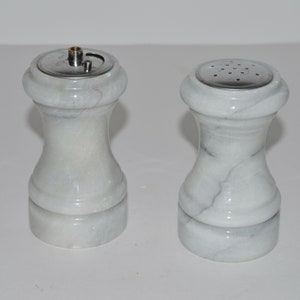 Marble Salt and Pepper, Stone Salt Shaker Set, Vintage White Stone ...