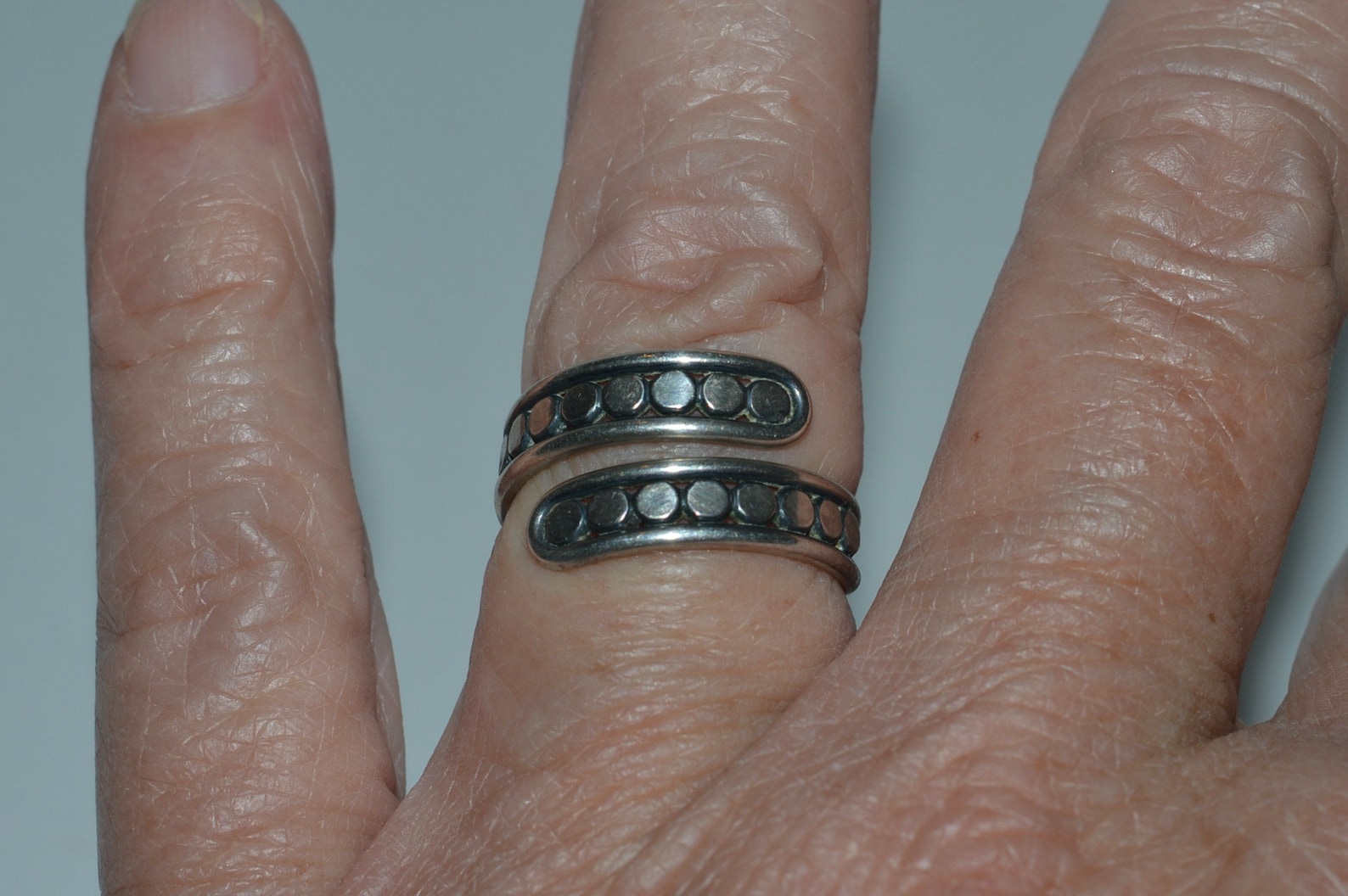 Vintage Sterling Modernist Ring, Mid Century Modern Sz 7.75 Wraparound ...