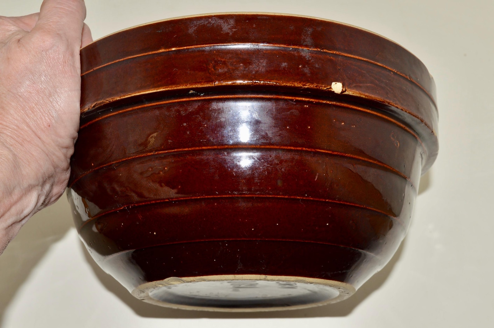 Vintage USA Stoneware 9 Inch Shoulder Bowl, Brown Glaze Stoneware ...