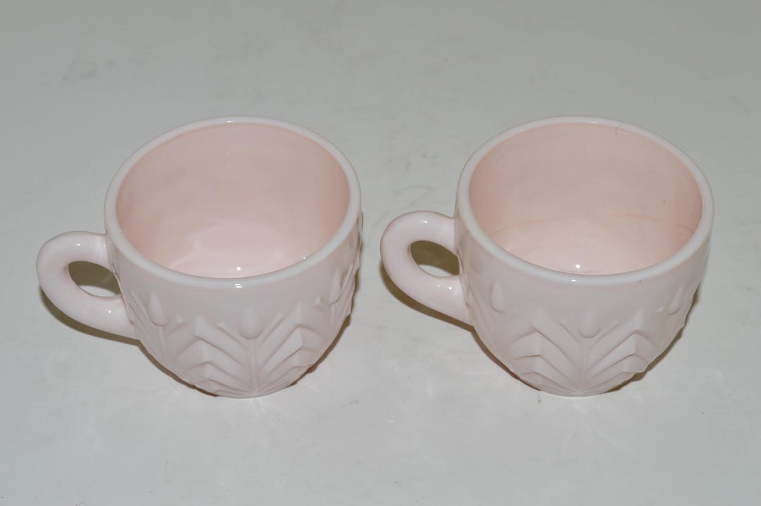 Vintage Jeanette Shell Pink Glass Cups, Set of 2, Pair of Pale Pink ...
