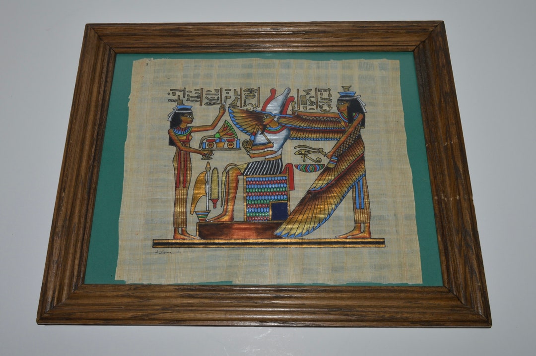 Egyptian Papyrus Picture, Framed Papyrus Painting, Signed Egyptian Art ...