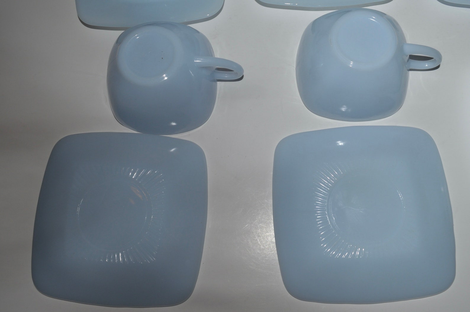 Fire King Azurite Charm Cups and Saucers, Collectible Delphite Glass ...