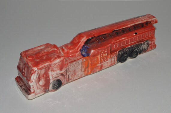 Fire Engine Figurine Red Fire Ladder Truck Firefighter Gift | Etsy