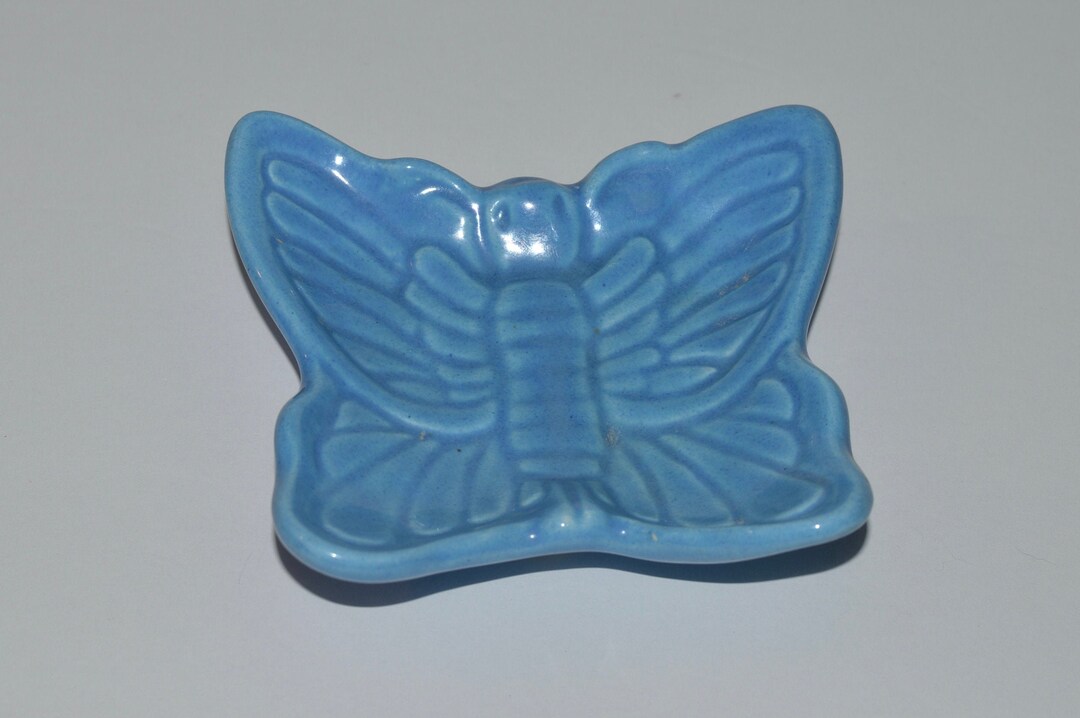 Blue Butterfly Dish, Ceramic Butterfly Soap or Trinket Tray, Butterfly ...