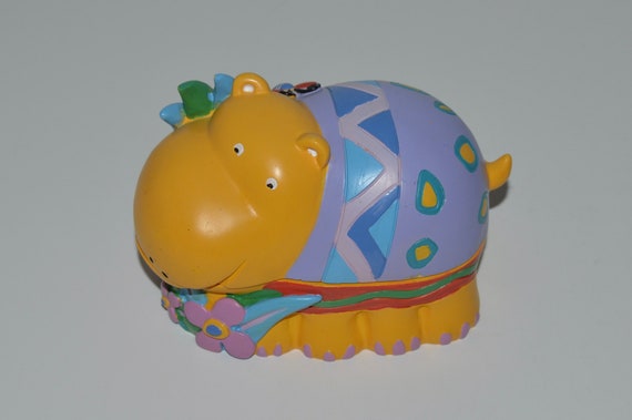 Hippo Trinket Box Hippopotamus Figurine Hand Painted Lidded | Etsy
