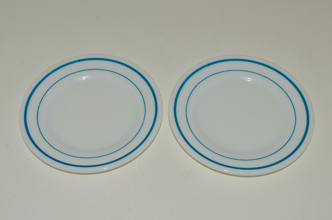 Pyrex Tableware Blue Line Plates, Set of 2 Pyrex Corning Restaurant ...