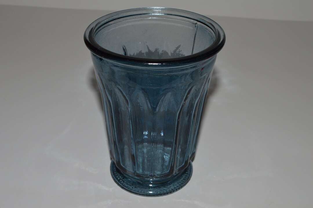 Blue Glass Vase, Marcela Art Glass, Lovely Slate Blue Footed Vase ...