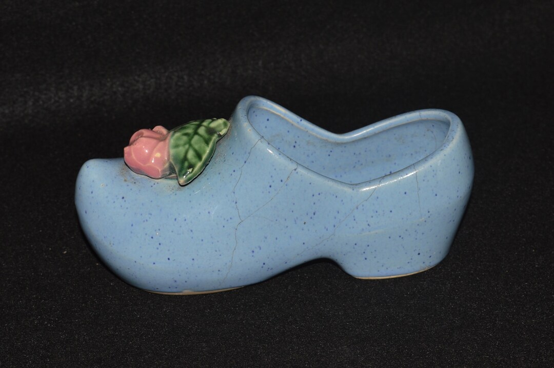 Mccoy Planter, Mccoy Dutch Shoe, Blue Mccoy Clog Planter, Vintage Mccoy ...
