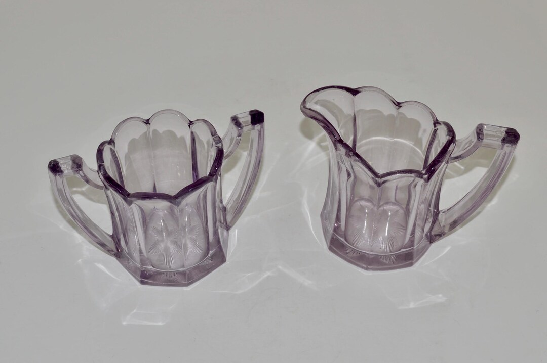 Vintage Krys Tol Cream and Sugar, Sun Purple Glass, Art Deco Style EAPG ...