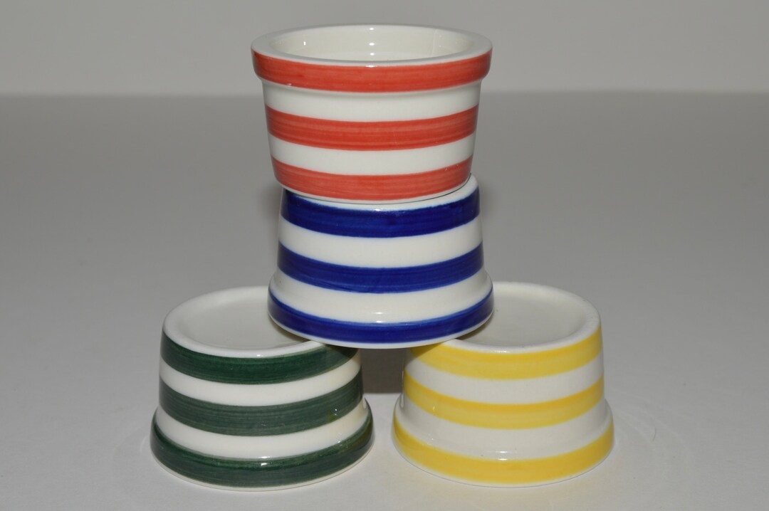 Set of 4 Colors Striped Ceramic Ramekins, Condiment Bowls Set, Cute ...