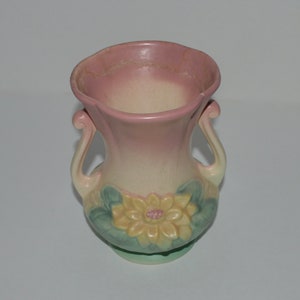 Hull Pottery Vase, Pink and Green Floral Pottery Clay Vase, Double ...