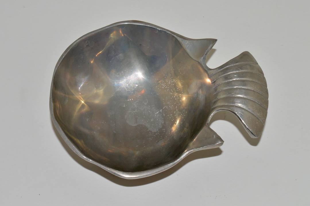 Pewter Fish Dish, Metal Footed Fish Dish, Mid Century Modern Decor ...