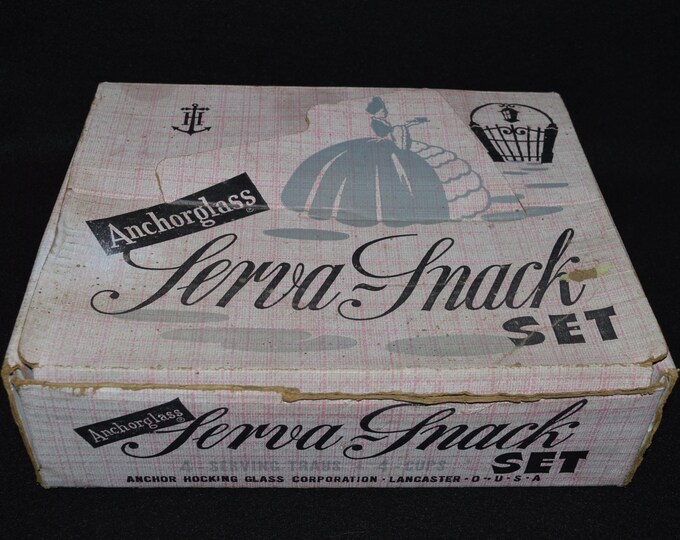 Anchor Glass Serva Snack Set, Vintage Anchor Hocking Glass, Anchor ...