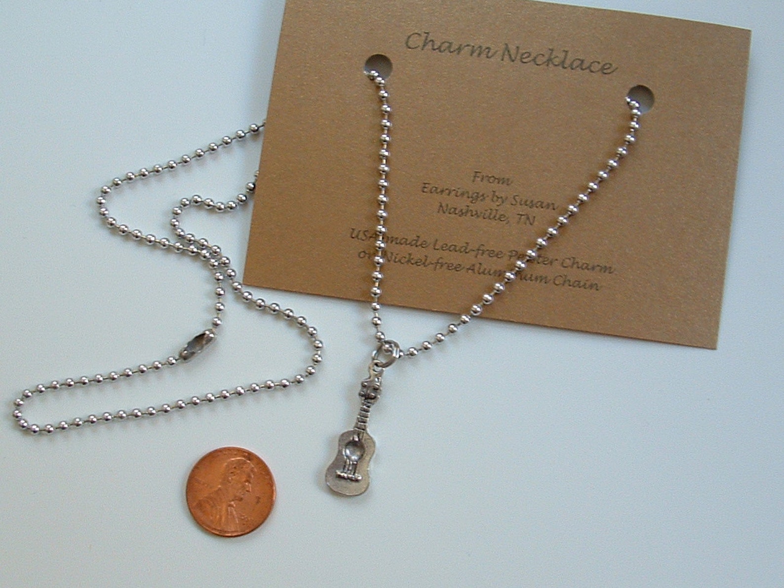 Ukulele Charm Necklace Silver Pewter Black Leather or Chain Usa-made - Etsy