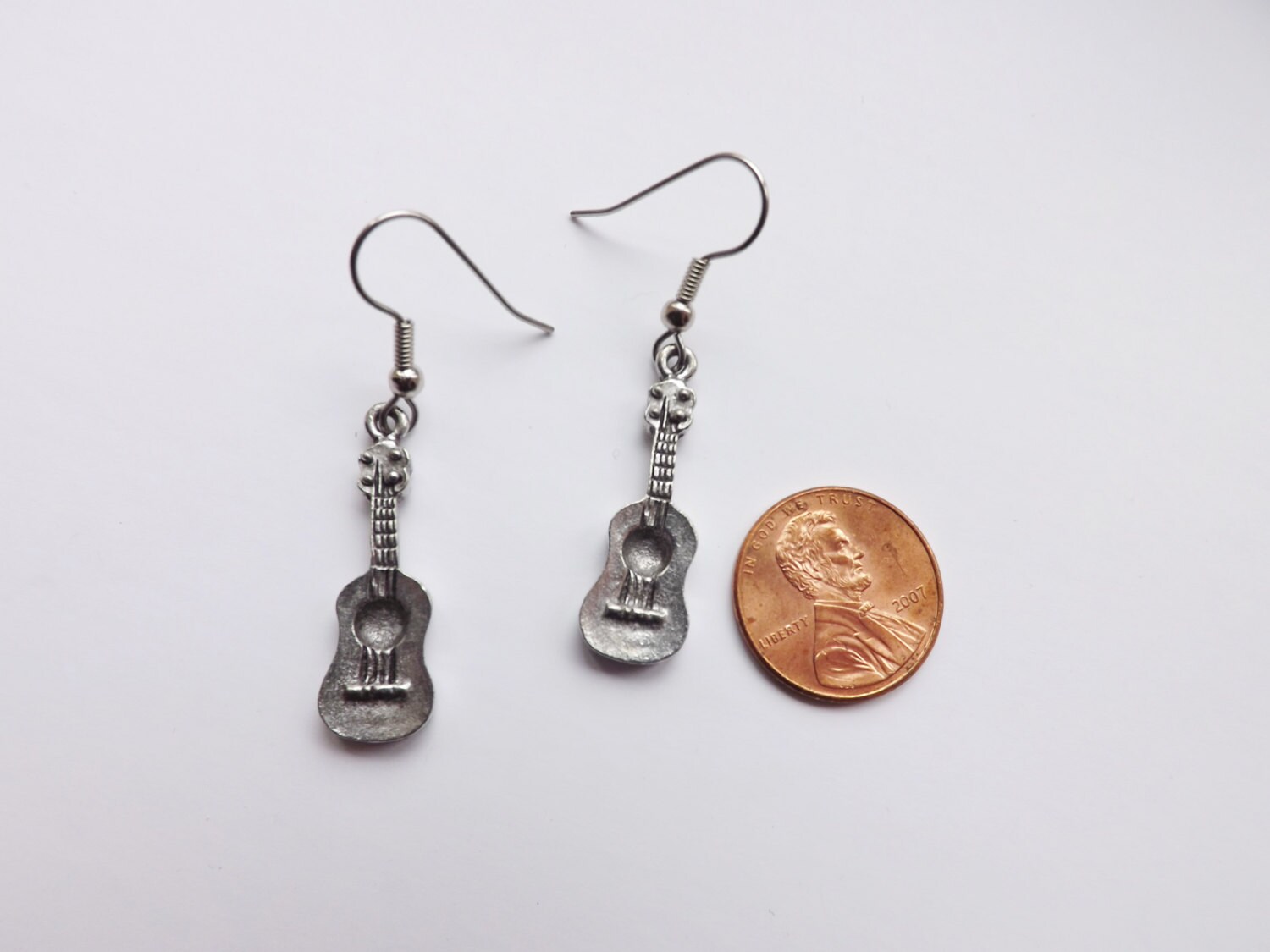 Ukulele Earrings Silver Pewter Charms Surgical Steel Wires Usa-made - Etsy