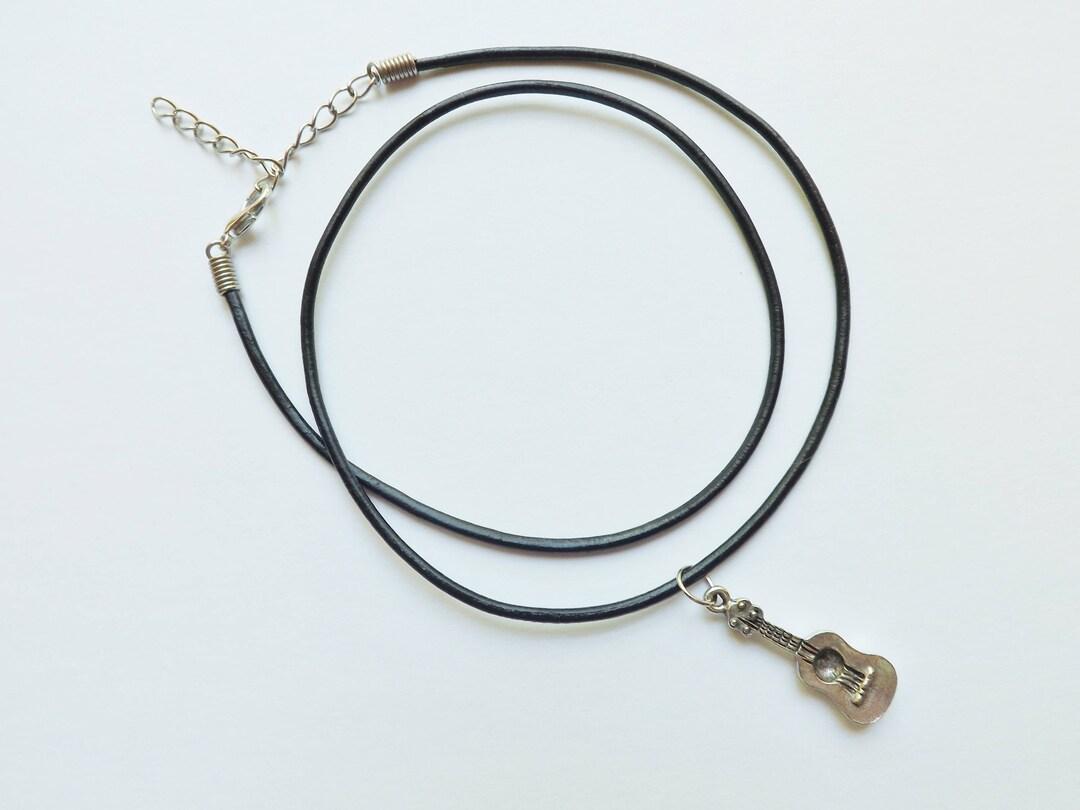 Ukulele Charm Necklace Silver Pewter Black Leather or Chain Usa-made - Etsy