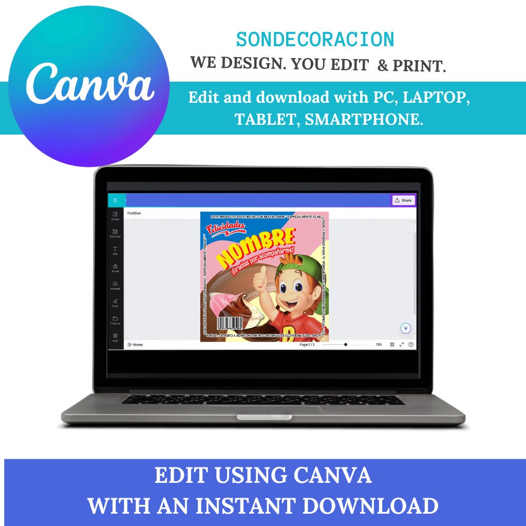 Plantilla editable tapita duvalín, fácil edición con CANVA - Etsy España