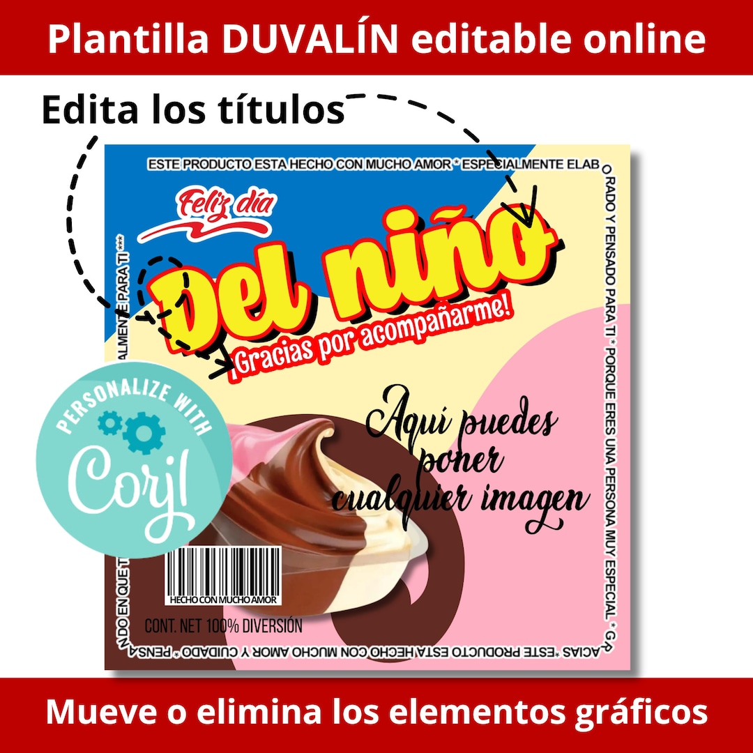Plantilla editable tapita duvalín, 15 x 15 cm , fácil edición con CORJL ...