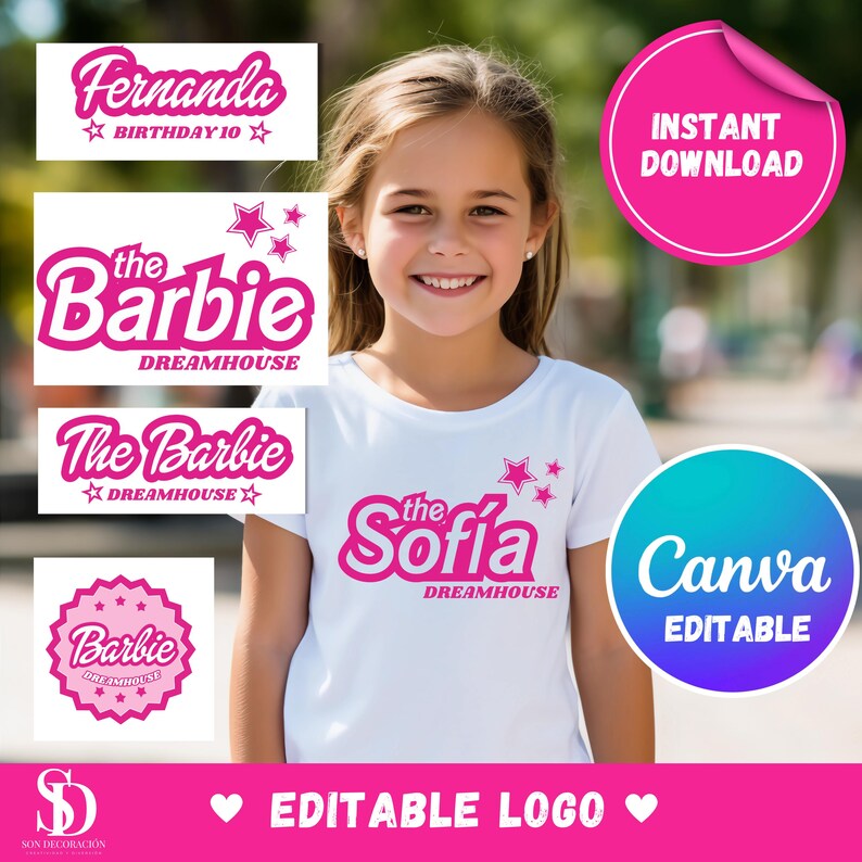 Canva Logo Template / Dreamhouse / Pink Brand / Pink Logo ...