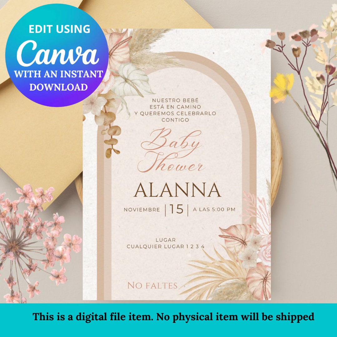 BOHO Baby Shower Invitation, Easy Edit in CANVA, Share or Print ...