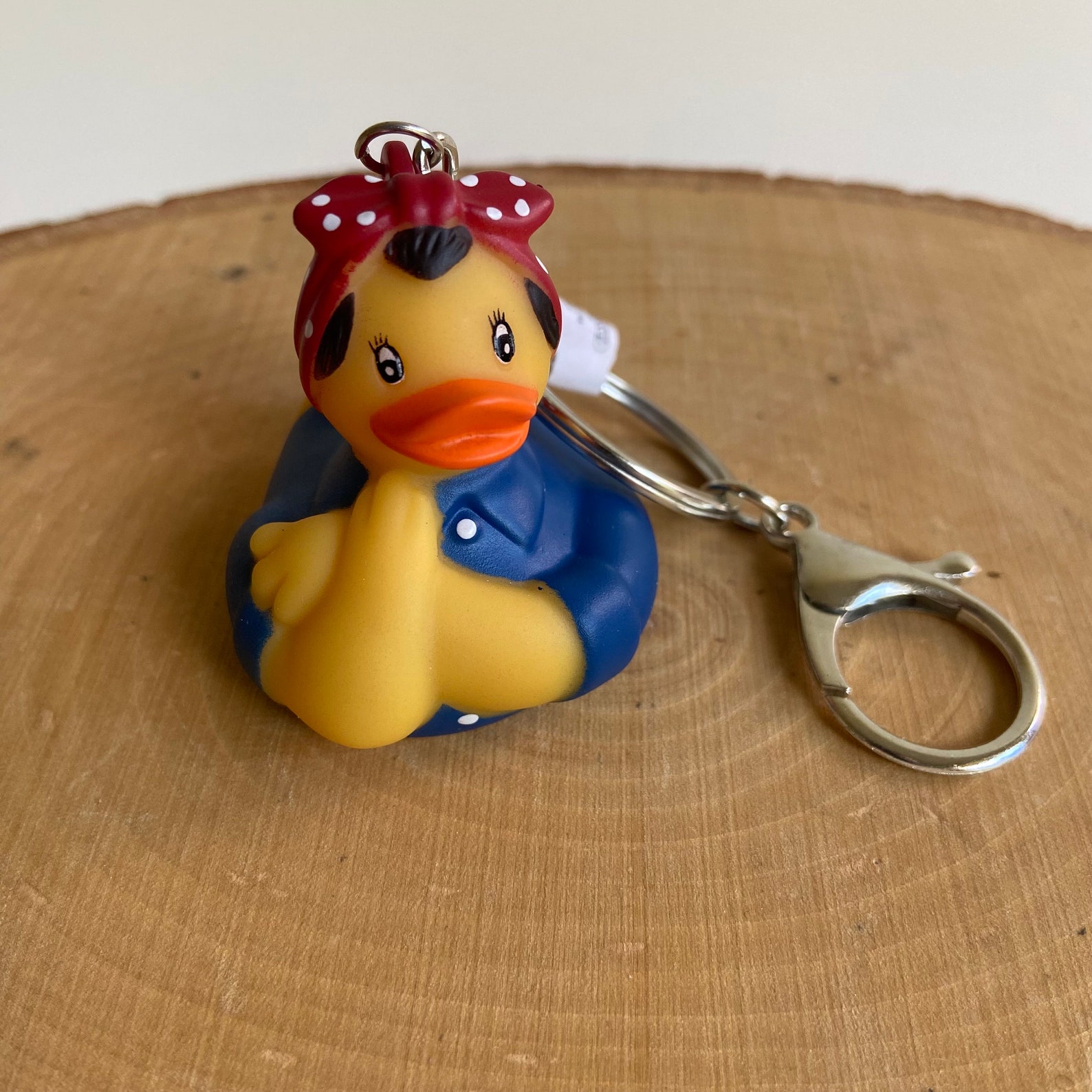 Pilot Rubber Duck or Rosie the Riveter KEY FOB. 2" Yellow Ducky With ...