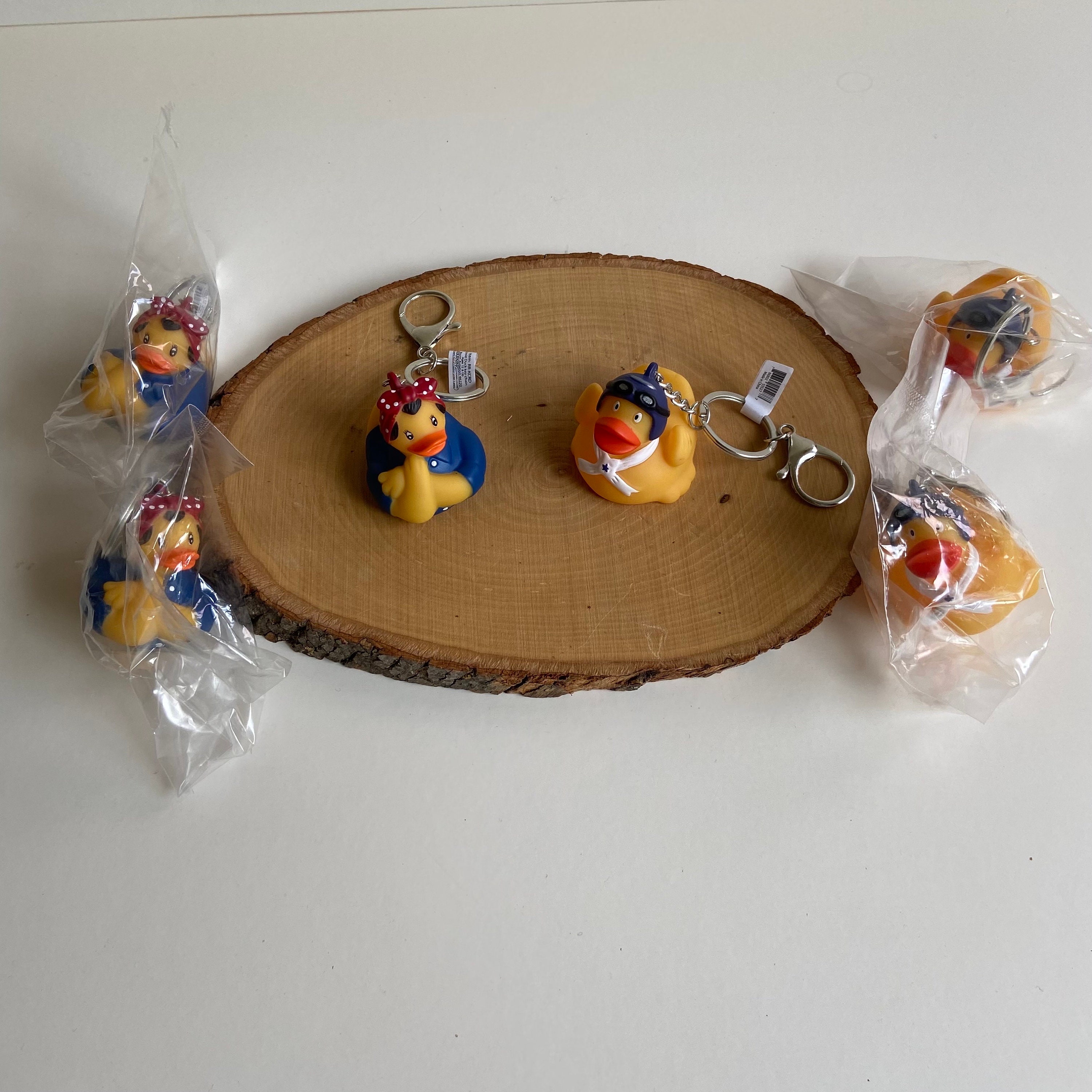 Pilot Rubber Duck or Rosie the Riveter KEY FOB. 2" Yellow Ducky With ...