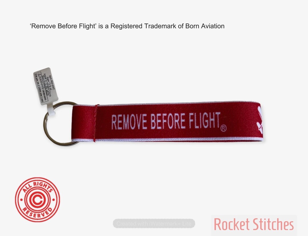 One Remove Before Flight Palm-sized Keyfob. Red Stretch Webbing With ...