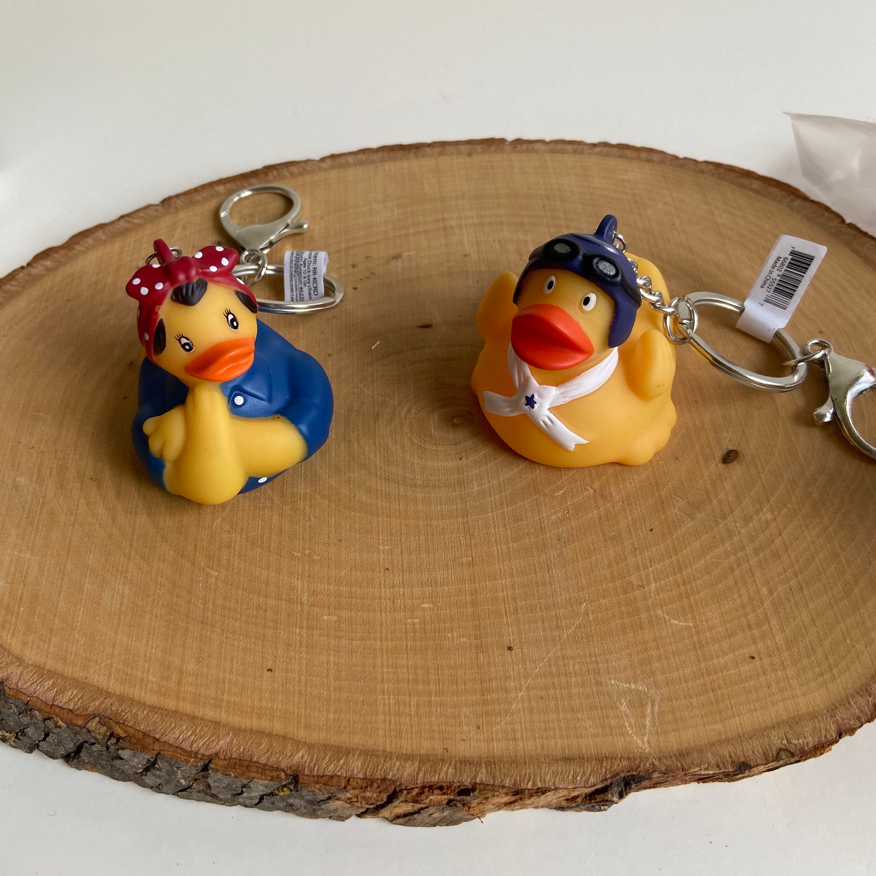 Pilot Rubber Duck or Rosie the Riveter KEY FOB. 2" Yellow Ducky With ...