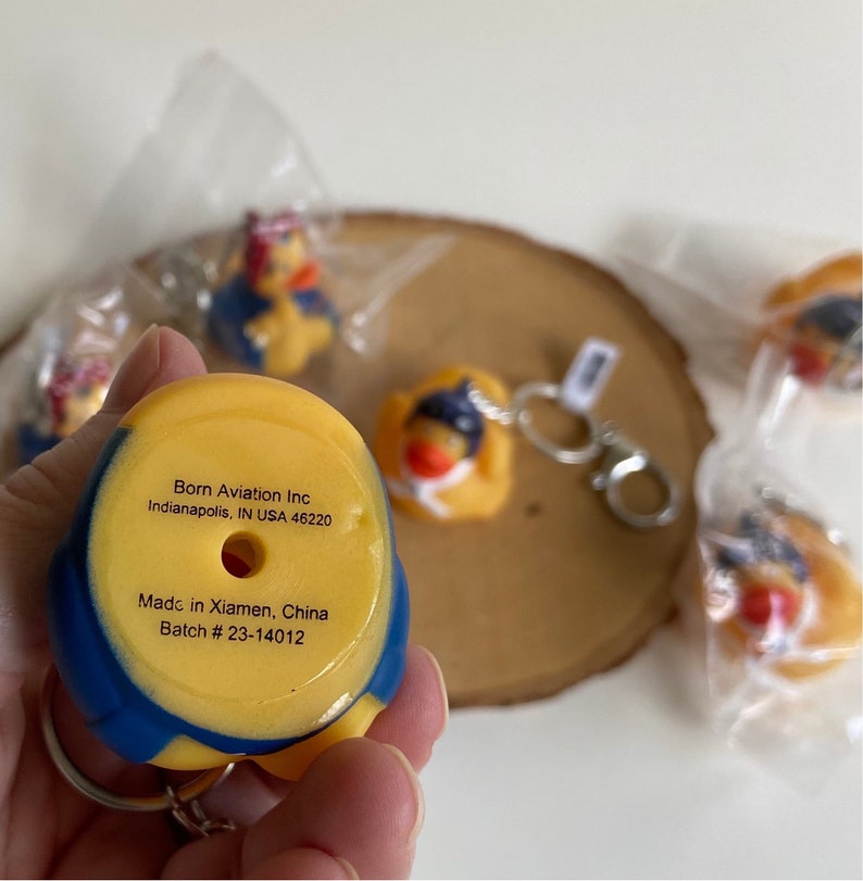 Pilot Rubber Duck or Rosie the Riveter KEY FOB. 2" Yellow Ducky With ...