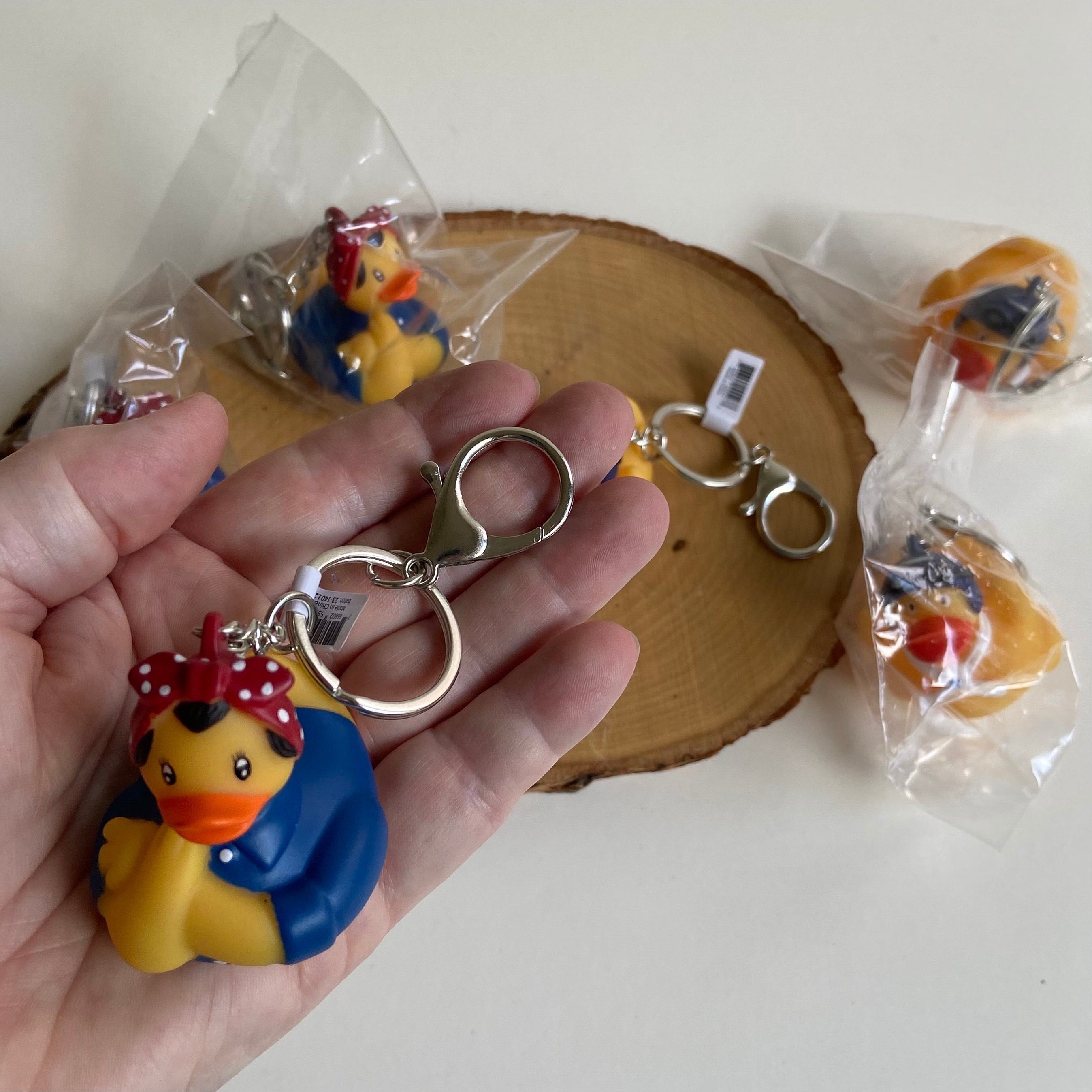 Pilot Rubber Duck or Rosie the Riveter KEY FOB. 2" Yellow Ducky With ...