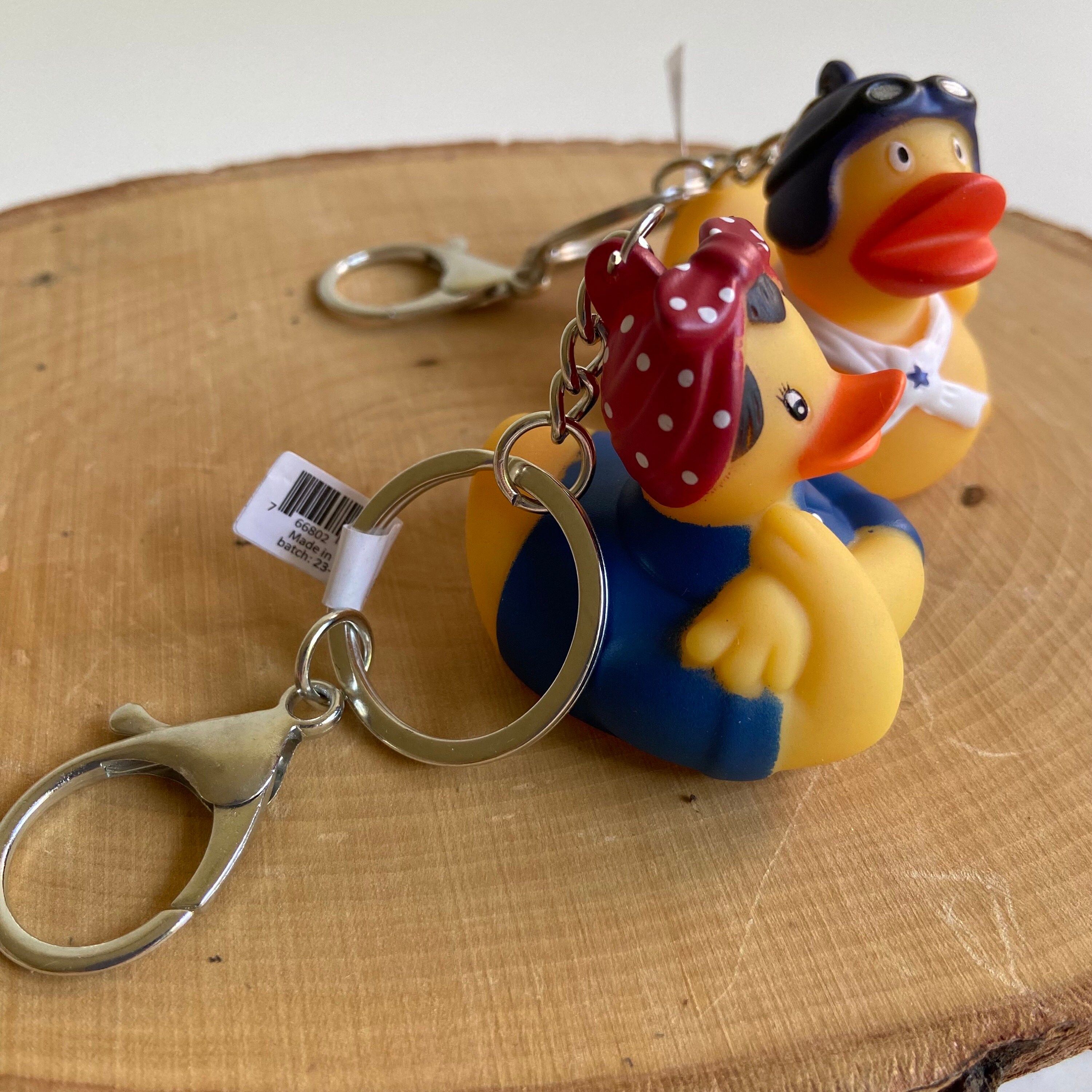 Pilot Rubber Duck or Rosie the Riveter KEY FOB. 2" Yellow Ducky With ...