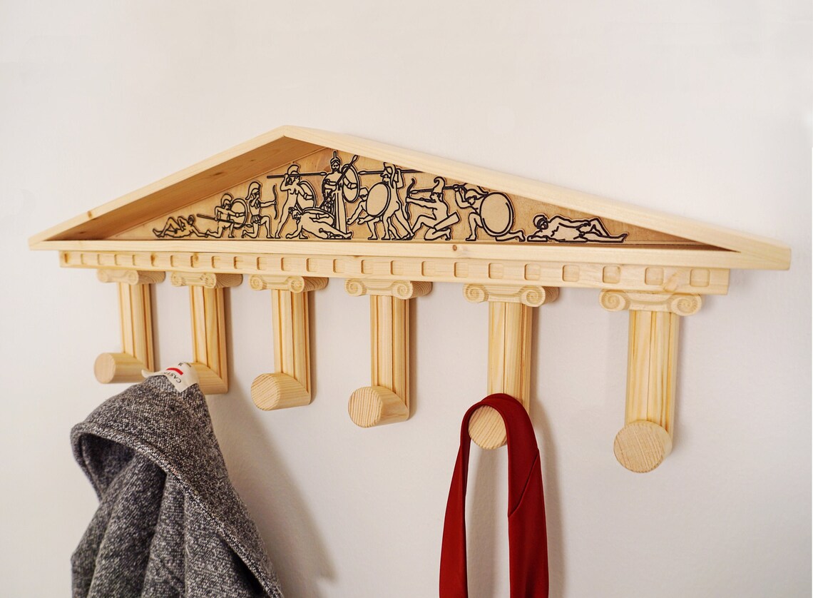 Greek Temple wooden coat rack / coatrack | Etsy