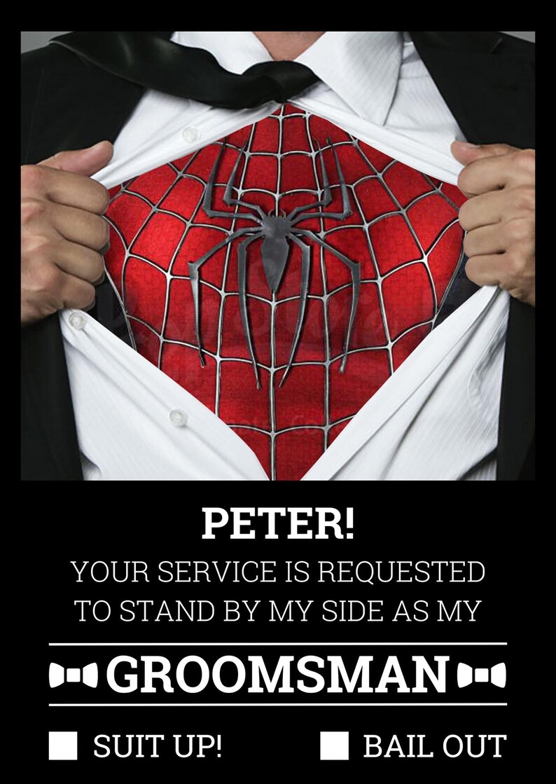 Spider Hero Groomsman Proposal Canva Template - Etsy