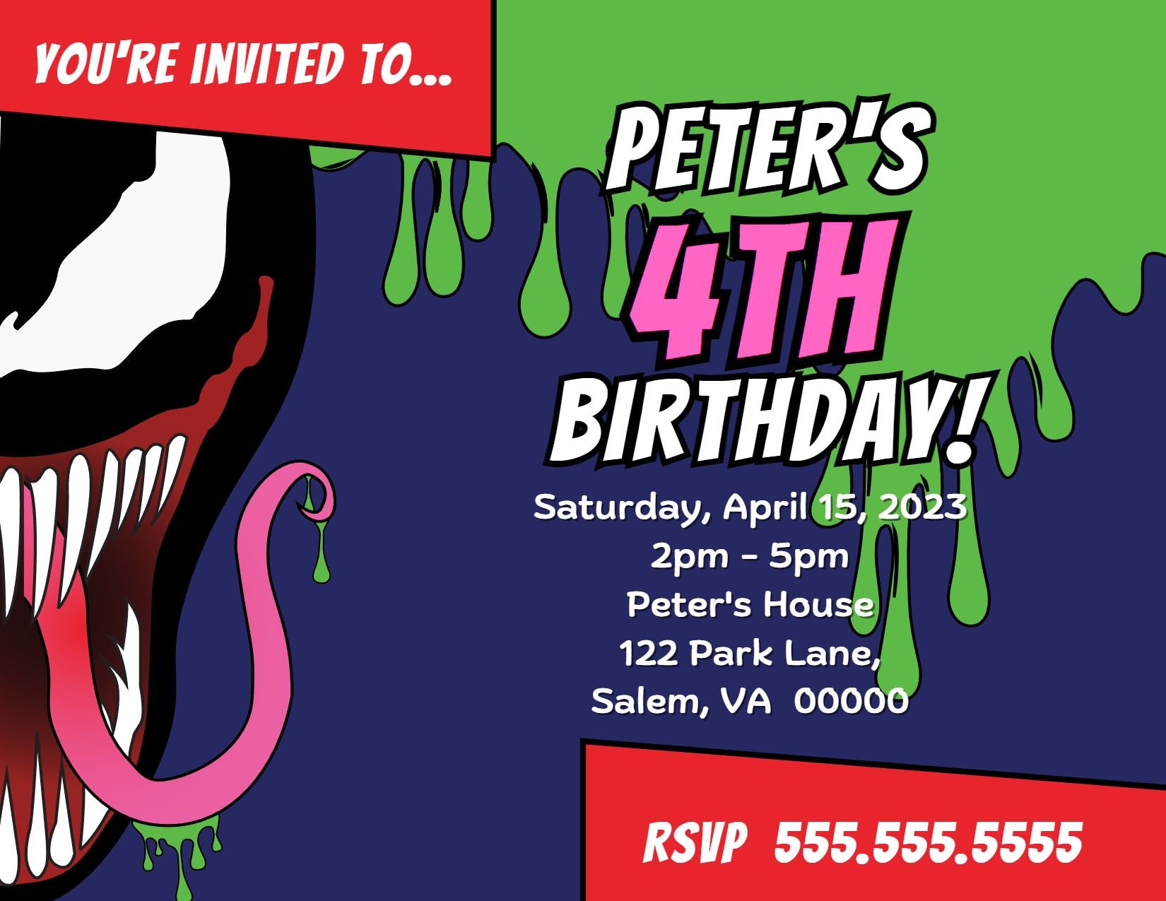 Venom Birthday Invitation Canva Template - Etsy