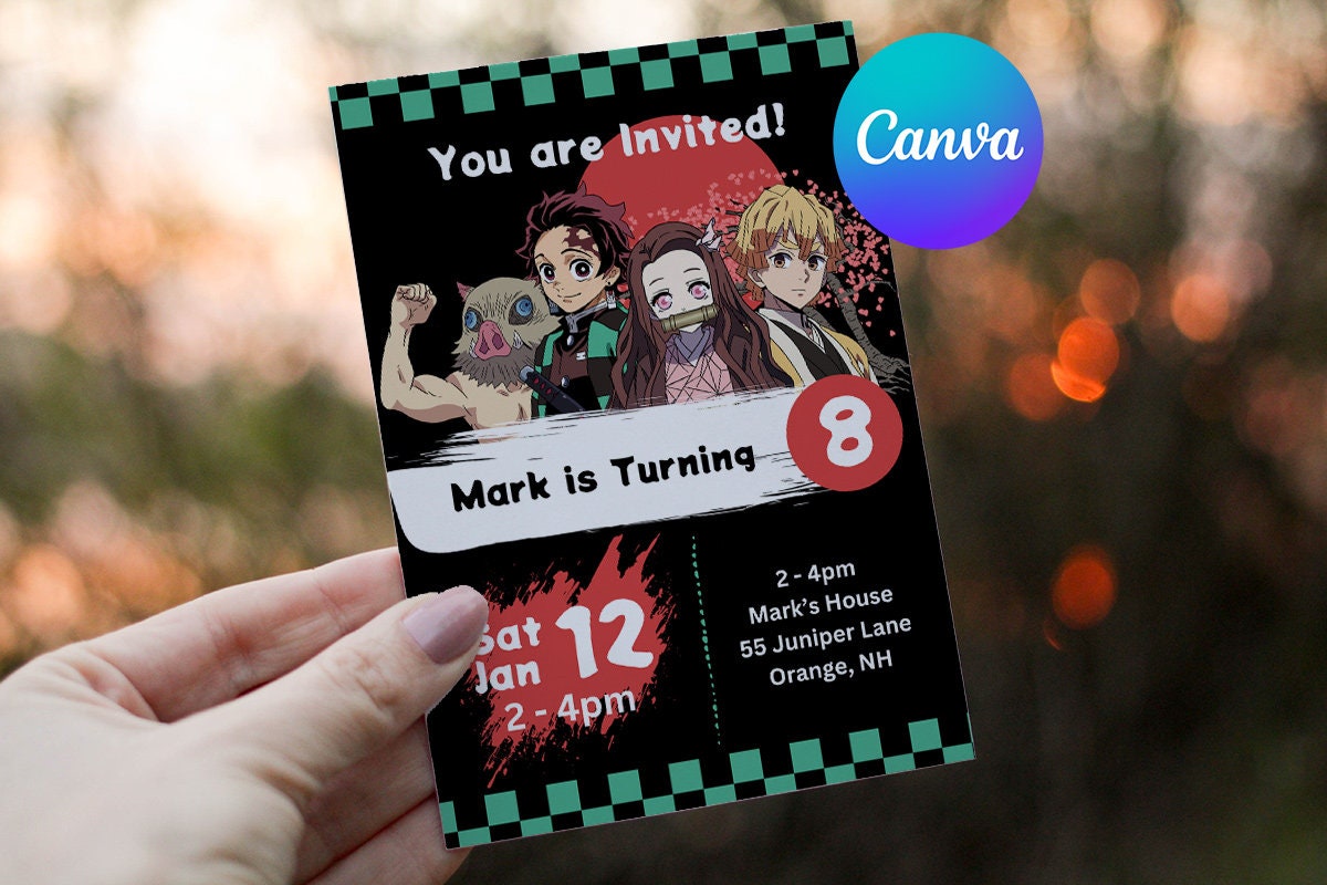 Demon Hunter Birthday Invitation, Canva Birthday, Demon Hunter, Devil ...