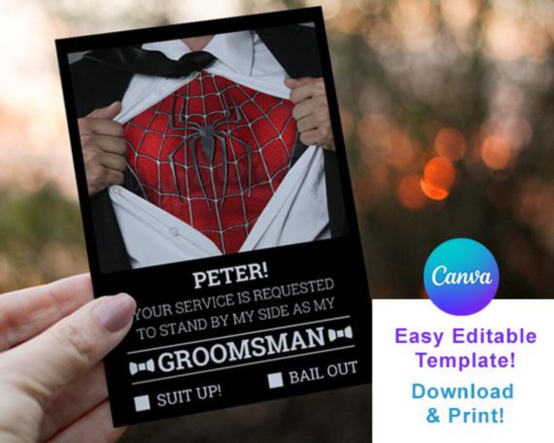 Spider Hero Groomsman Proposal, Comic Canva Template (digital Download ...
