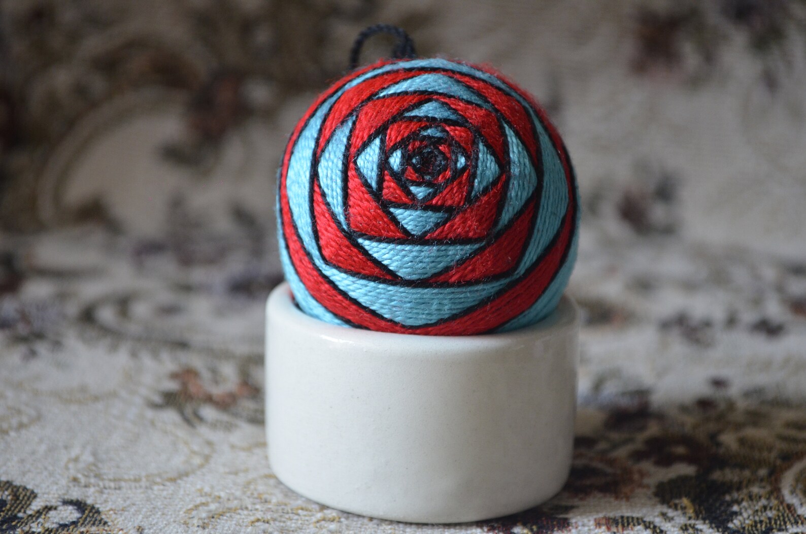 Temari Ball With Ceramic Stand Japanese Handmade Embroidery - Etsy