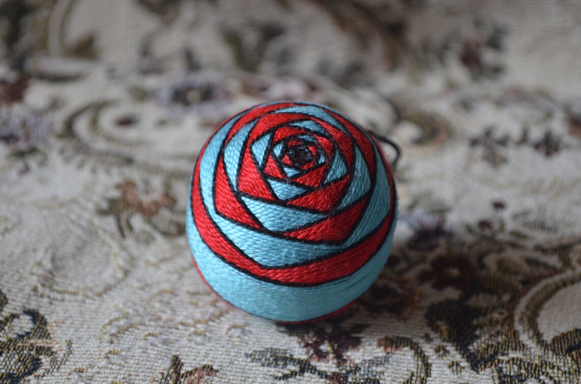 Temari Ball With Ceramic Stand Japanese Handmade Embroidery - Etsy
