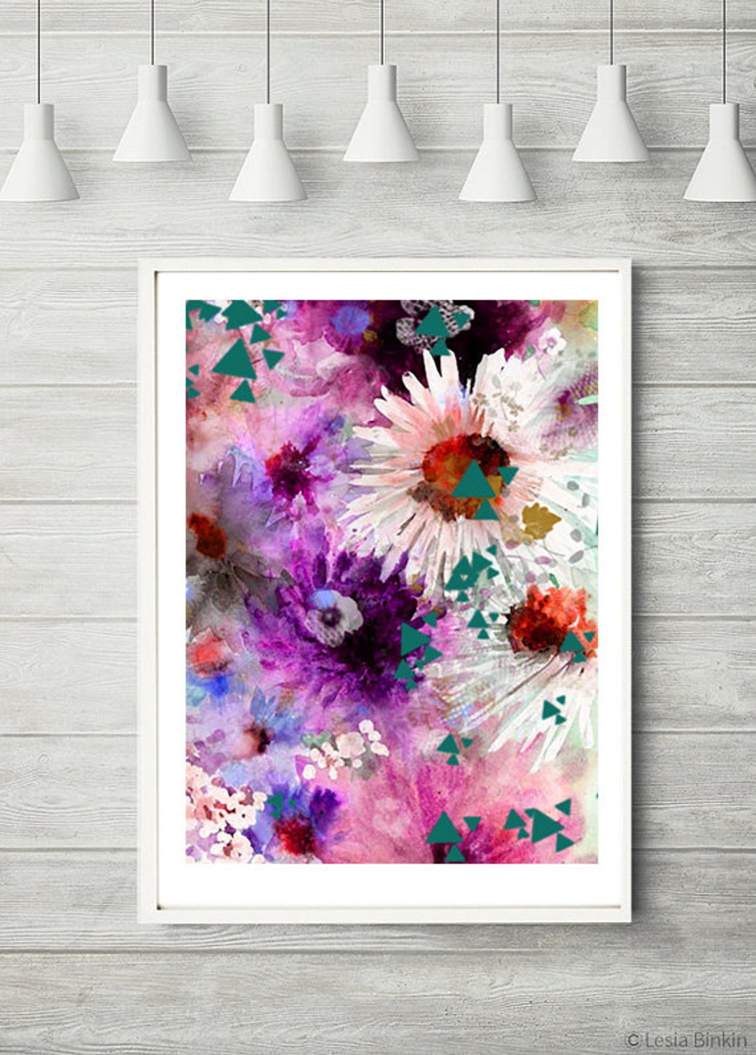 Luna Ray Design- A1 Modern Floral/geo Print - Etsy