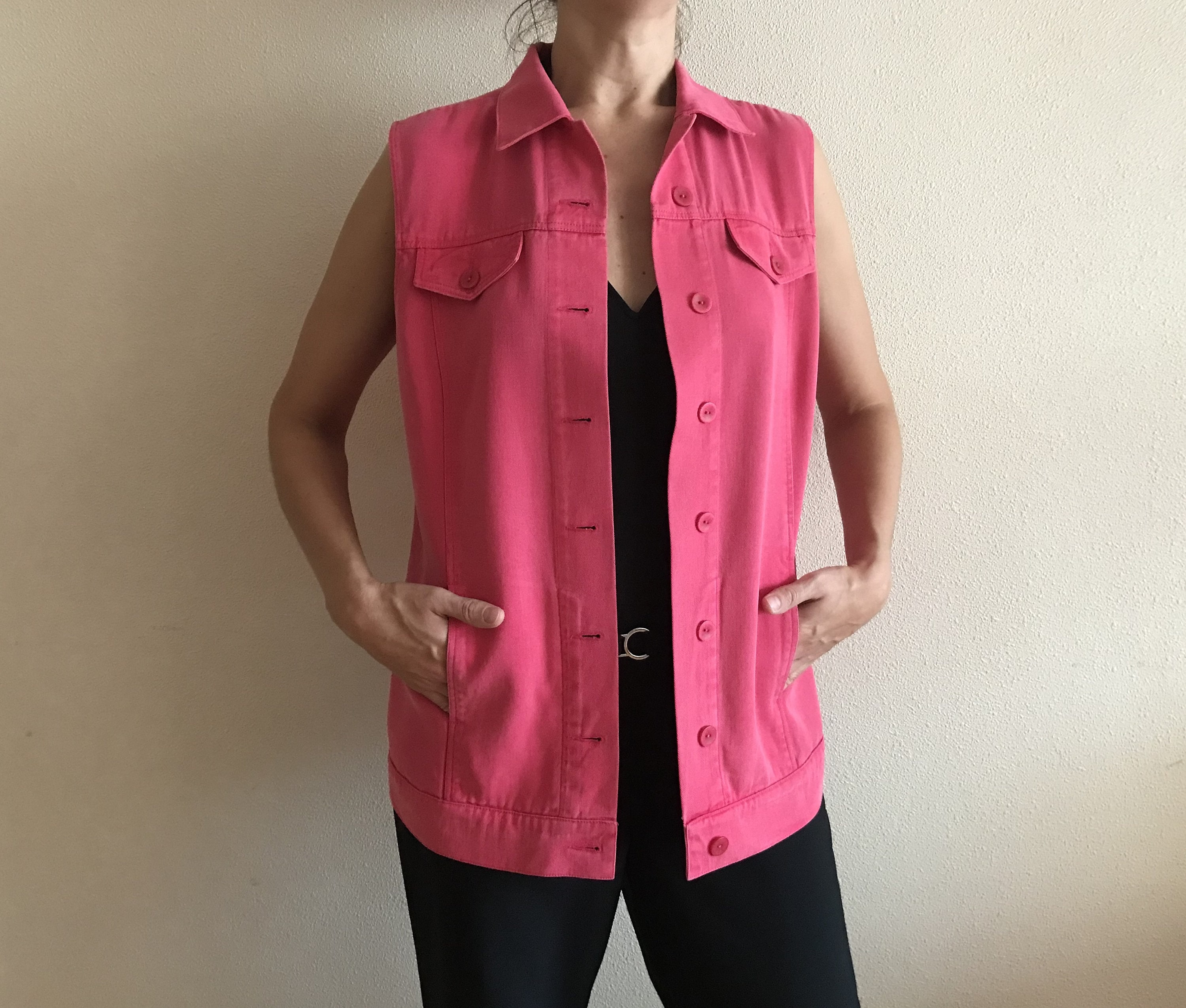 Chaleco rosa Chaleco rosa para mujer Chaleco largo Chaleco rosa para ...