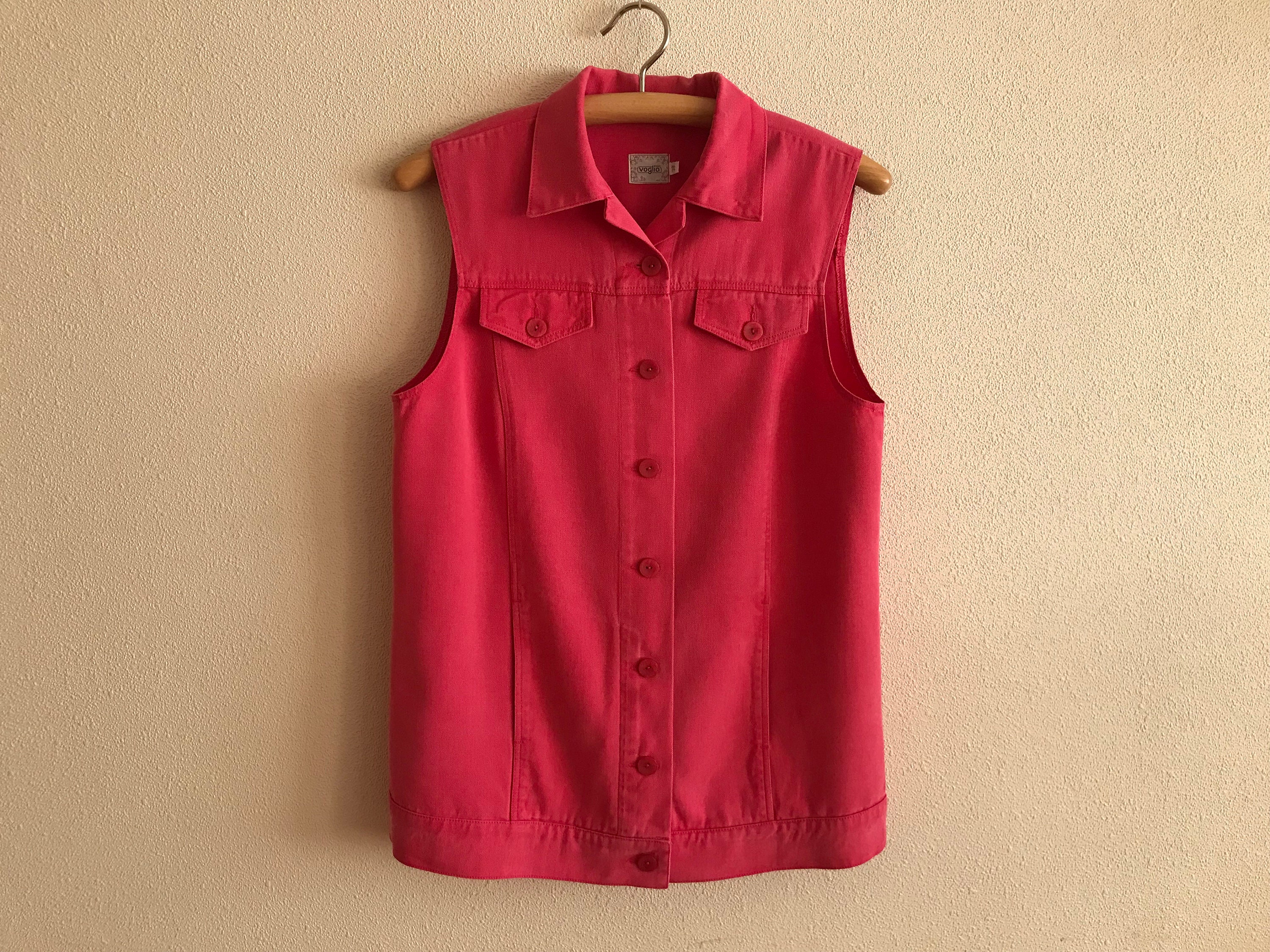 Chaleco rosa Chaleco rosa para mujer Chaleco largo Chaleco rosa para ...