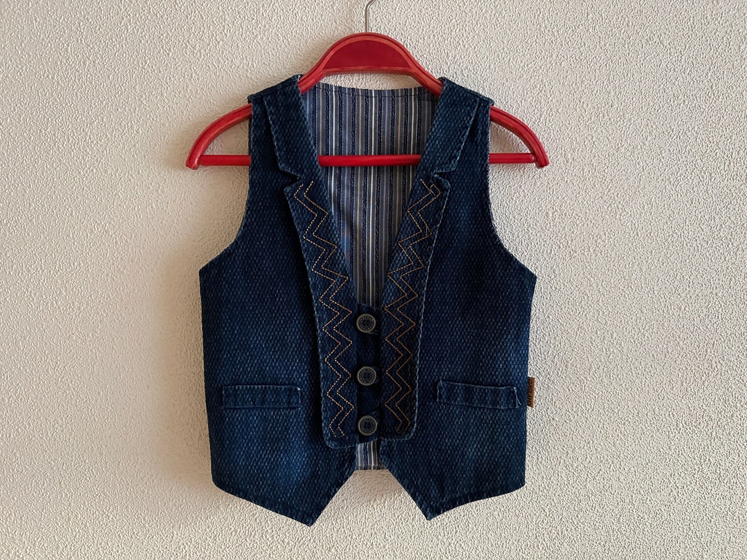 Blue Kids Vest Boy's Blue Denim Vest Children Vest Child's Waistcoat ...