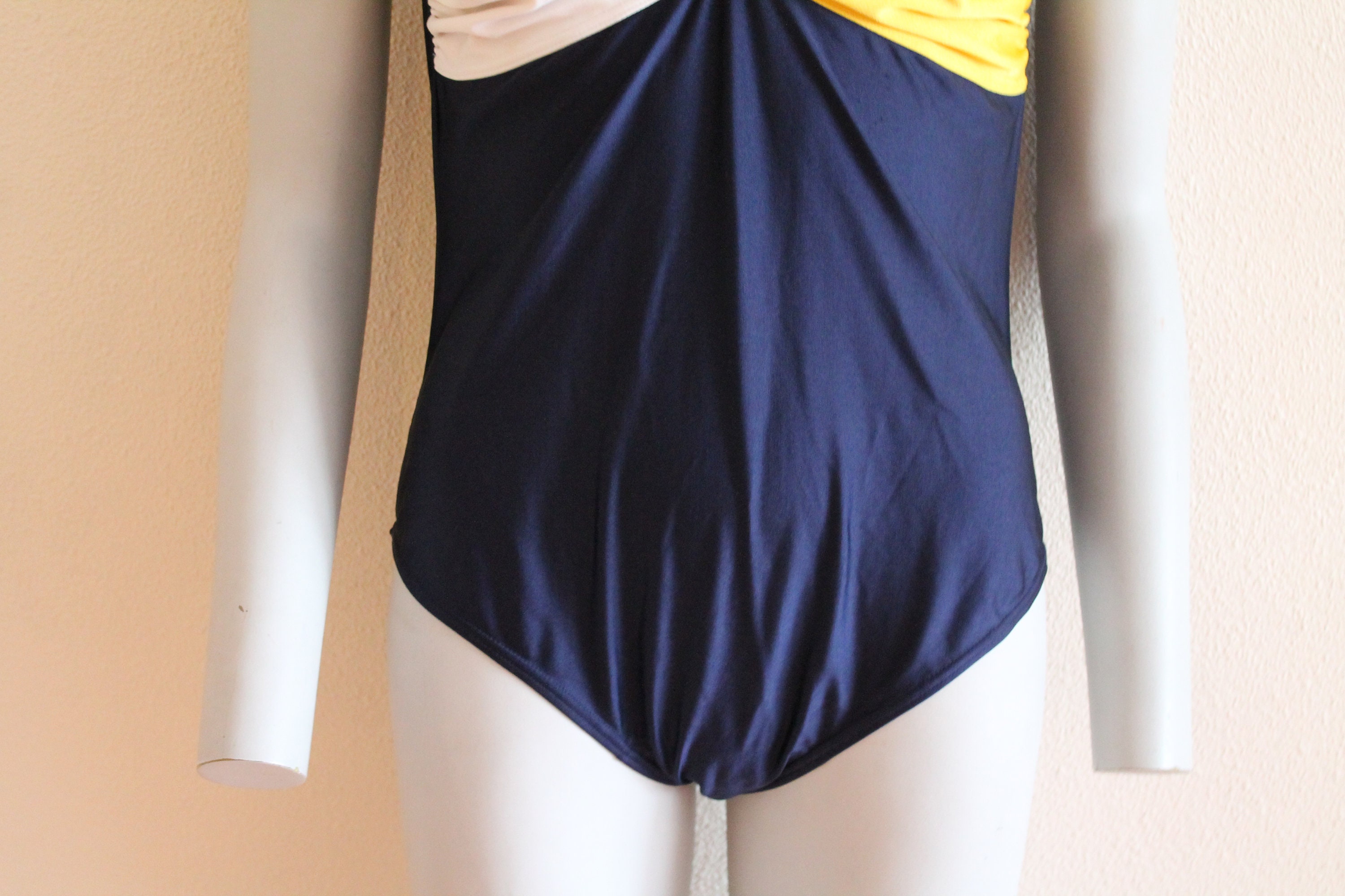 Vintage Front Knot One Piece Swimsuit Womens Blue Striped Swimwear ...